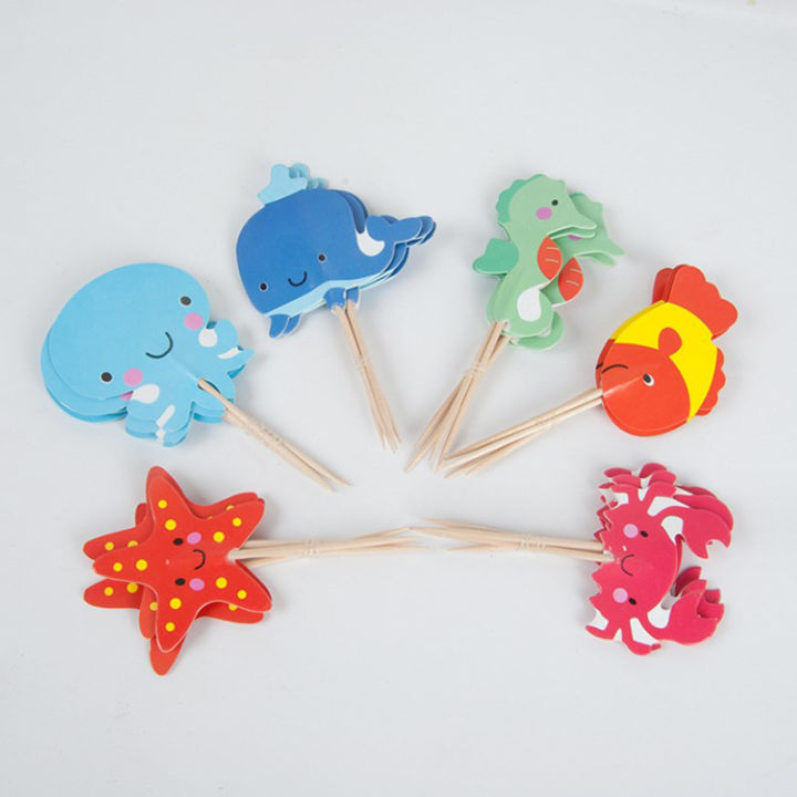 24pcs Ocean Animal Cupcake Toppers Under The Sea Birthday Party Cake ...