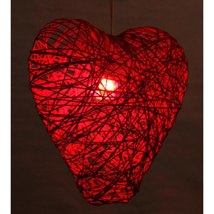 String Yawn Heart Shape Lamp With LED Light - Decoration Pendant Lamp ...