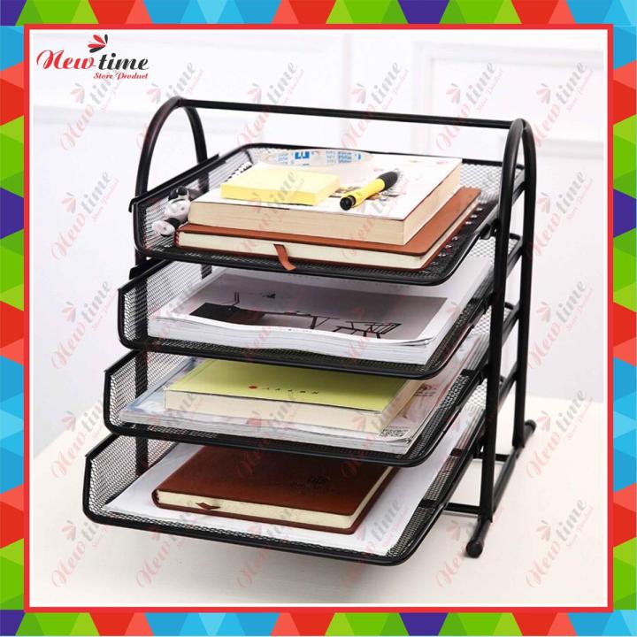 Metal Mesh 4 Tier File Racks for Office, Document Tray & Metal Mesh 3 ...