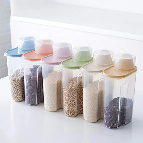 2.5Kg & 1Kg Food Pail Plastic Storage Tank with Measuring Cup Container ...