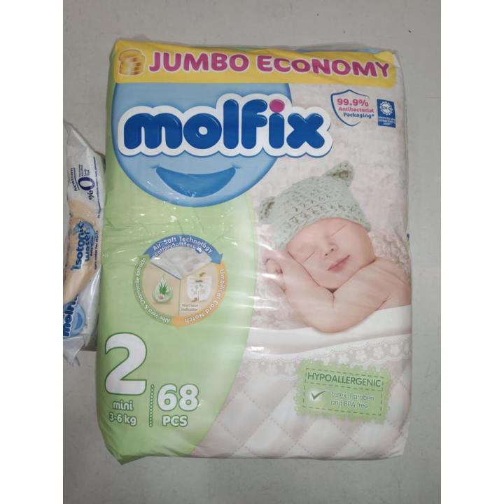 JUMBO ECONOMY MOLFIX 2 MINI 3-6 HYPOALLERGENIC 68 PCS | Daraz.pk