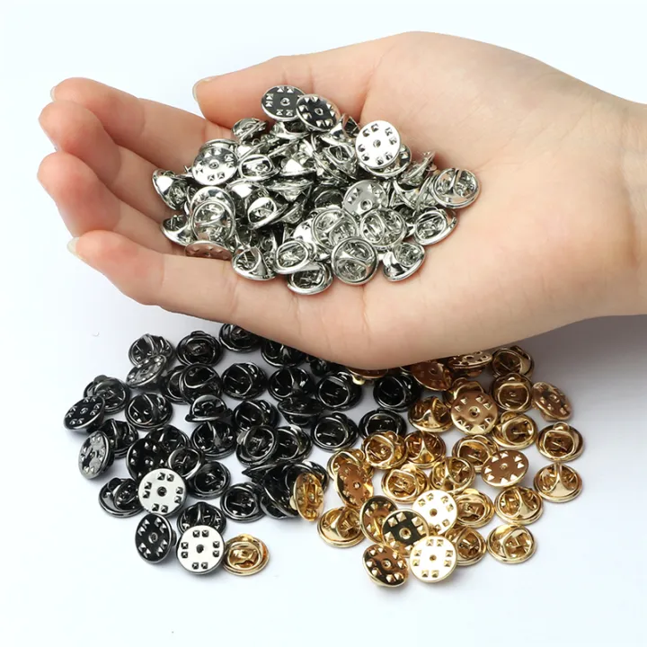 20 50 80 100pcs Metal Brooch Pin Back Squeeze Badge Holder Butterfly ...