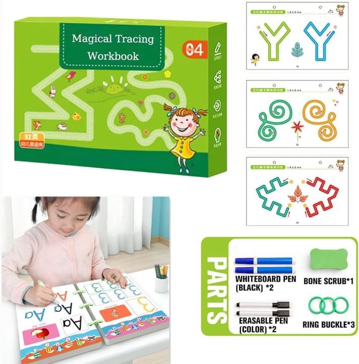 Children Tracing Book-Magical Tracing Workbook Set - Reusable ...