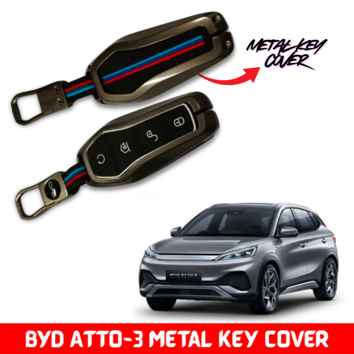 Luxury Metal key cover for BYD Atto-3 | Zinc Alloy metal key fob cover ...