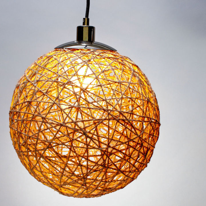 HandMade Ball Hanging Fanoos With Yellow LED light, string light indoor ...