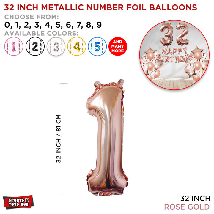 Number Foil Balloon 32" Inch Rose Gold Color Choose 0 1 2 3 4 5 6 7 8 9 ...