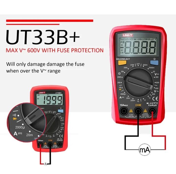 Palm-Sized Digital Multimeter UNI-T UT33B+ – Essential for Auto & Home ...