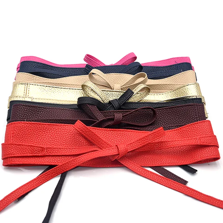 Women Belt For Dress Pu Bowknot Wide Belts Wrap Waistband Ladies Dress ...