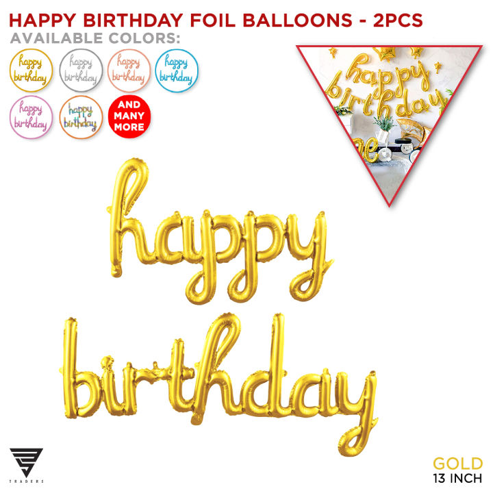 2 Pcs Script Cursive Letter Happy Birthday Foil Sign Banner Balloons ...