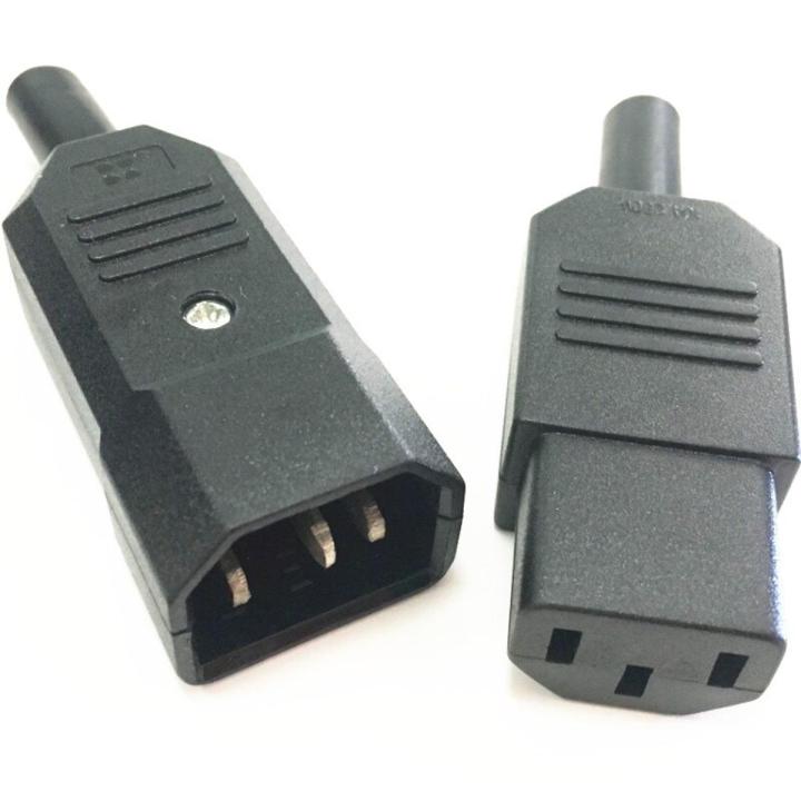1PCS IEC Straight Cable Plug Connector C13 C14 10A 250V Black female ...