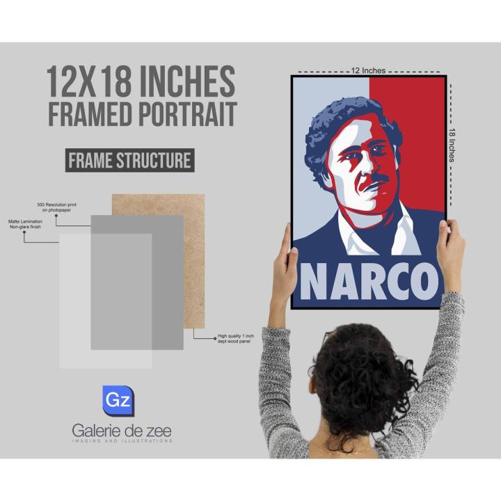 Pablo Escobar NARCO framed illustration artwork portrait | Daraz.pk