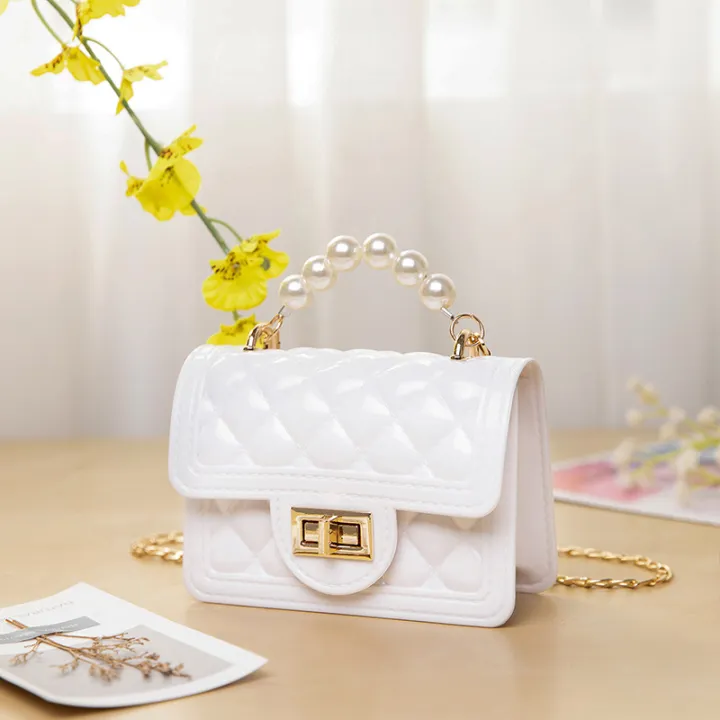PVC mini Pearl portable Jelly bag Chain single shoulder bag messenger ...