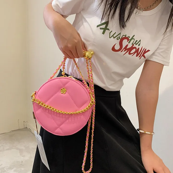 Women's round diamond chain messenger bag | Daraz.pk