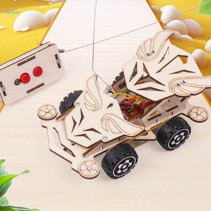 Wooden Model Car Kit Assembly DIY RC Car Kids Gifts | Daraz.pk