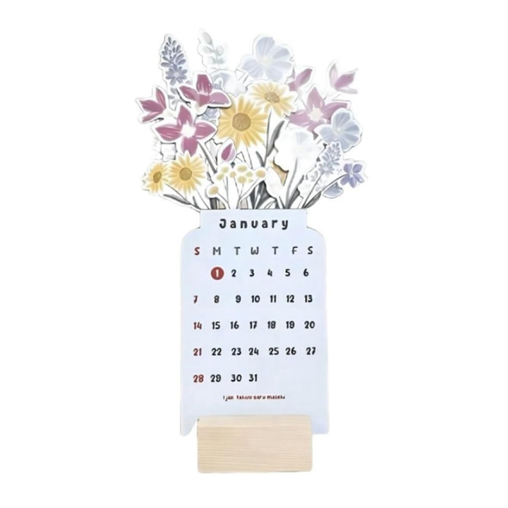 1 PCS 2024 Calendar Small Desk Calendar Funny Unique Bloomy Flower Desk ...