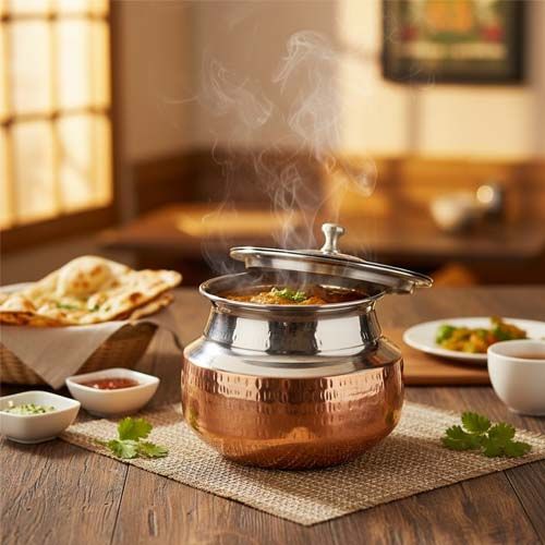 Premium Copper & Steel Handi Daig Serving Pot 500gm | Daraz.pk