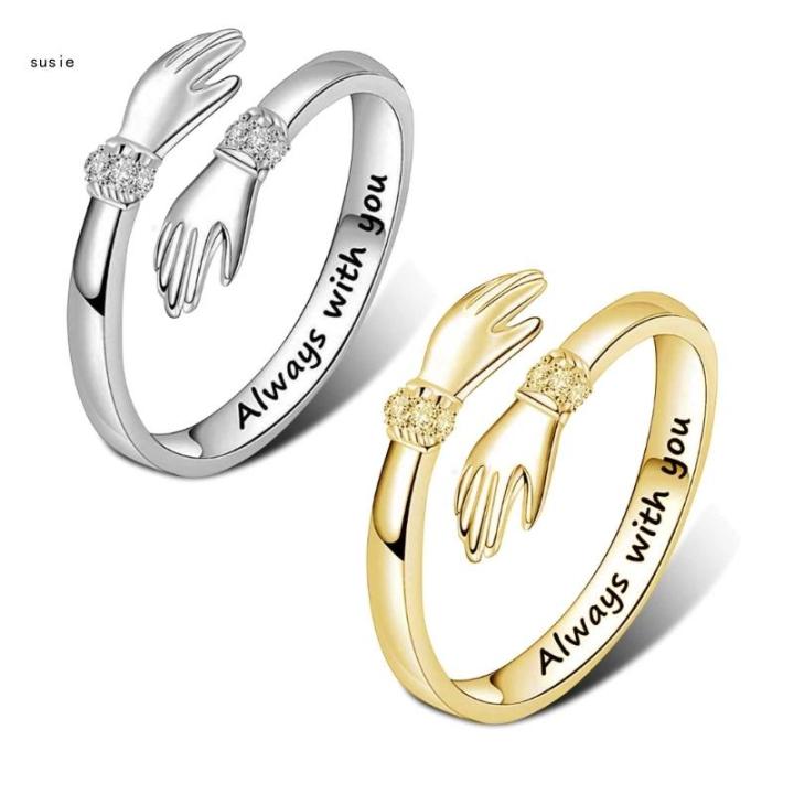 X7YA Women Temperament Personality Creative-Love Hug Ring for Lover ...