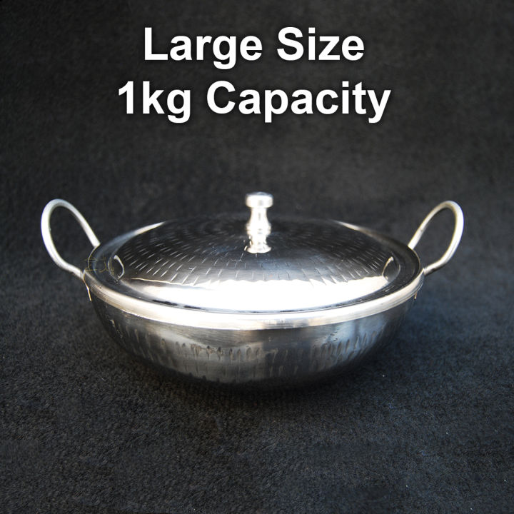 Steel Karahi for Serving | 1kg Capacity | 8 inch | Hammered Design ...