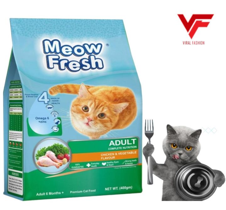 Chicken Flavor Dry Cat Food Meow Fresh Classic 450 gm Chicken and Vegetable Flavor Cats Food for ...