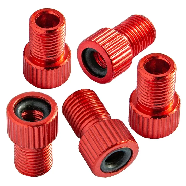 5Pc Aluminum Alloy Bike Valve Adapter Bike Inner Tube Caps Cover Red ...