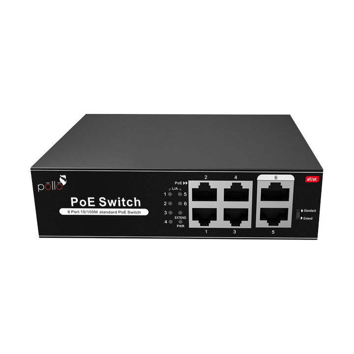 Network Switch 4 port Megabit PoE Switch with 2 Uplinks, Long Distance ...
