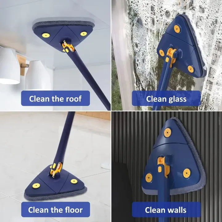 Triangle 360° Rotating Microfiber Mop – Extendable Stainless Steel ...