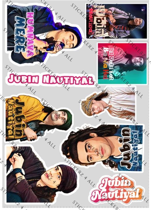 JUBIN NAUTIYAL uncut sticker sheet A6 size based on indian singer ...