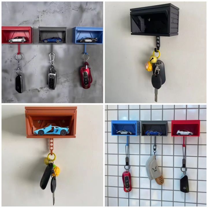 Wall-Mounted Key Holder with Mini Car Decorative Key Rack with Hooks ...