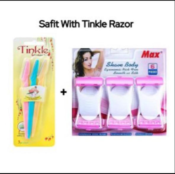 Safit Body Shaving Razor + Tinkle Eyebrow Razor Combo Pack (6+3 Razors ...