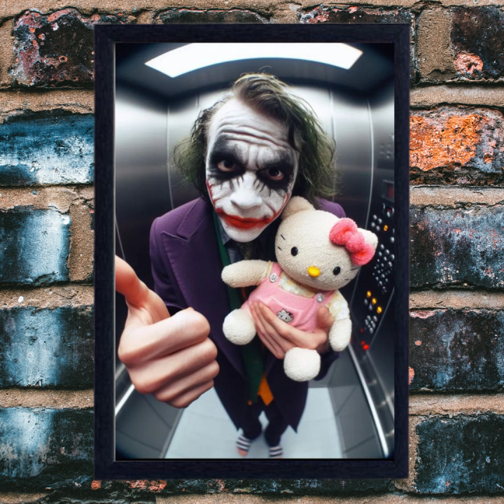 Unique A4 Joker and Hello Kitty Wall Frame - Premium Artwork Featuring ...