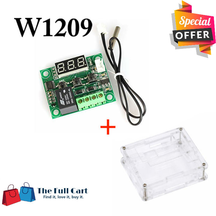 W1209 Temperature Controller DC 12V LED Display Red Digital Thermostat Module with Waterproof ...