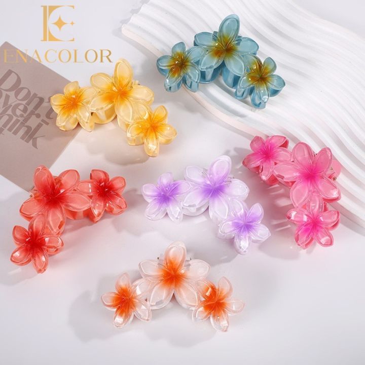 Enacolor Colorful Vintage Flower HairClip for Women Shark Clip Claw ...