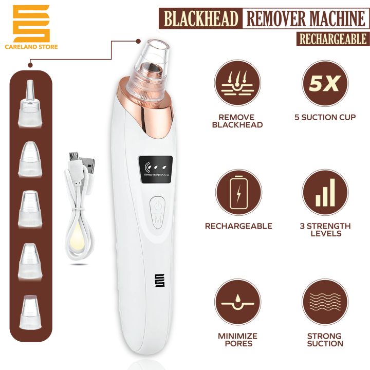 5in1 Blackhead Removal Rechargeable Machine White Head Vacuum Suction ...