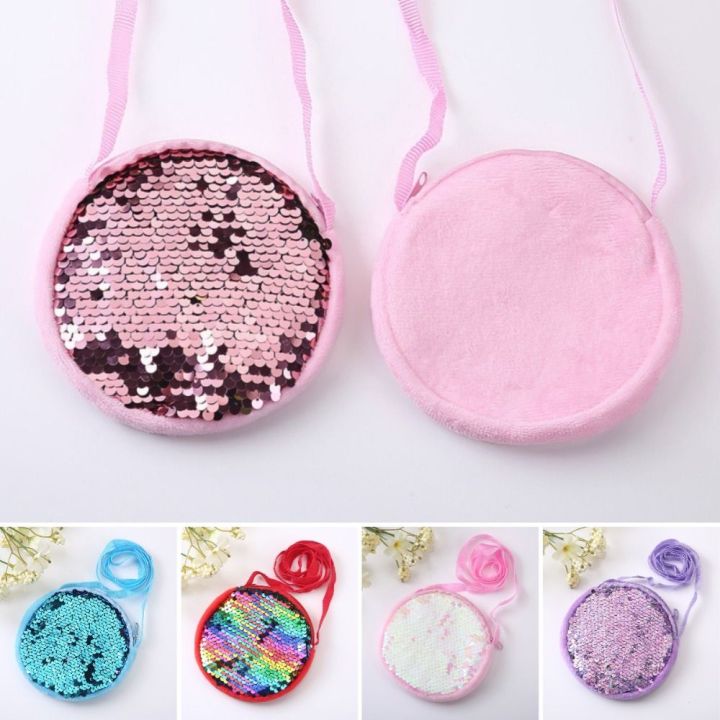 New Mini Cute Kids Tote Bag Round Decorative Sequin Bag Shiny Princess ...