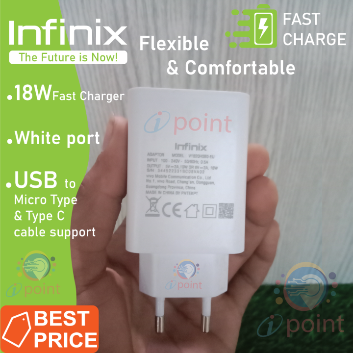 Infinix 18 watt Fast Charger (Genuine) | Infinix Original 18w Adaptor ...