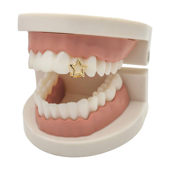 Hollow Star Teeth Grillz Hip Hop Gold Silver Color Single Tooth Teeth ...