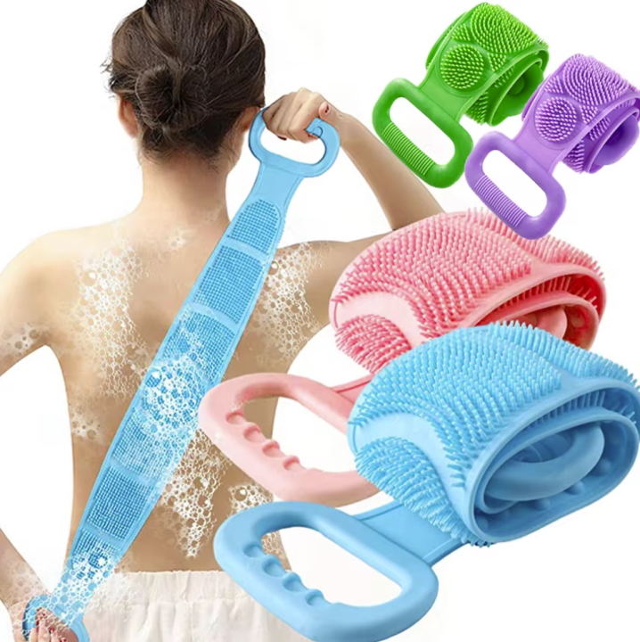 Silicone Back Scrubber Bath Brush Soft Loofah Shower Towel Bath Belt ...