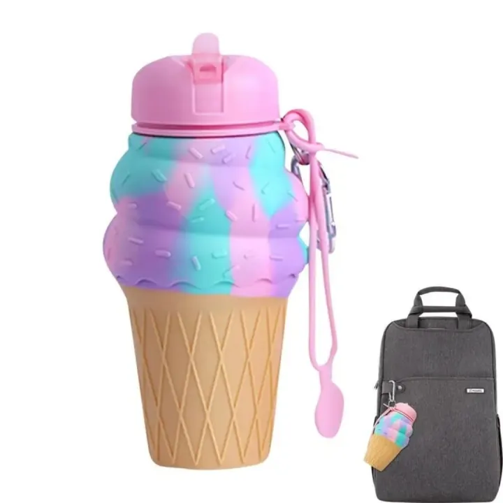 500ml Roll-Up Ice Cream Shaped Water Bottle | Portable Silicone Ice ...