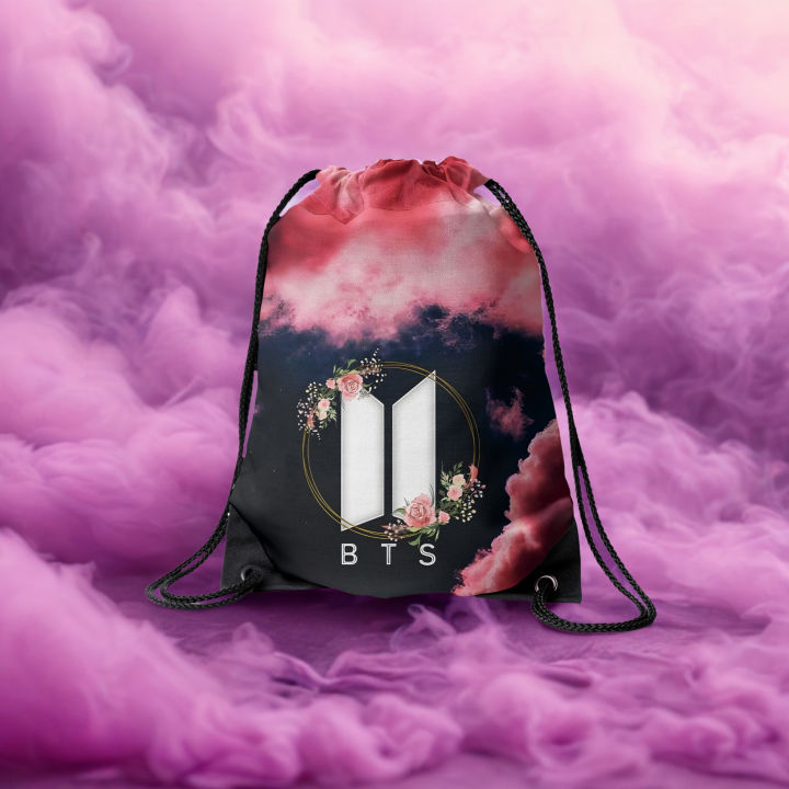 CareCraft 💜 The BTS Cloudscape Drawstring Bag | 14x18 Cordura Fabric ...