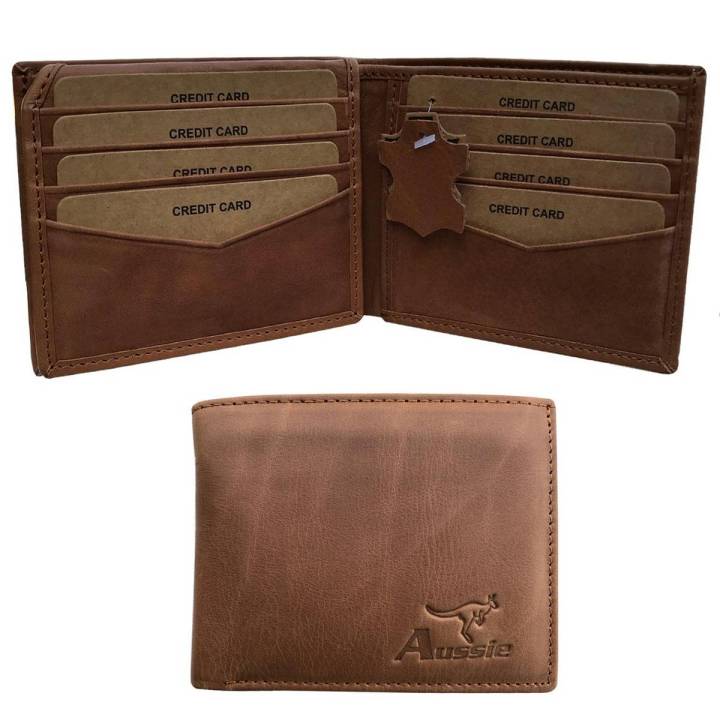 Genuine Soft Light Brown Leather Tri-Fold Wallet For Men | Daraz.pk