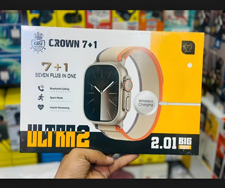 Crown 7+1 Ultra Smart Watch 7+1 Full HD Display Wireless Charger, ZTFIT ...