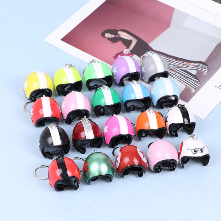 Motorcycle Helmets Key chain Women Men Cute Safety Helmet Car Keychain ...