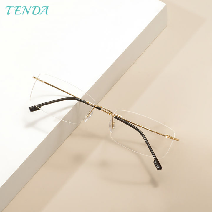 Men Women Super Flex Spectacles and Light Memory Metal Rimless ...