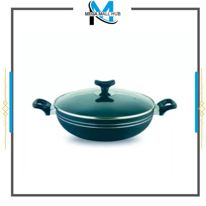 King Chef Non Stick Karahi Wok Cooking Pot With Glass Lid | Daraz.pk