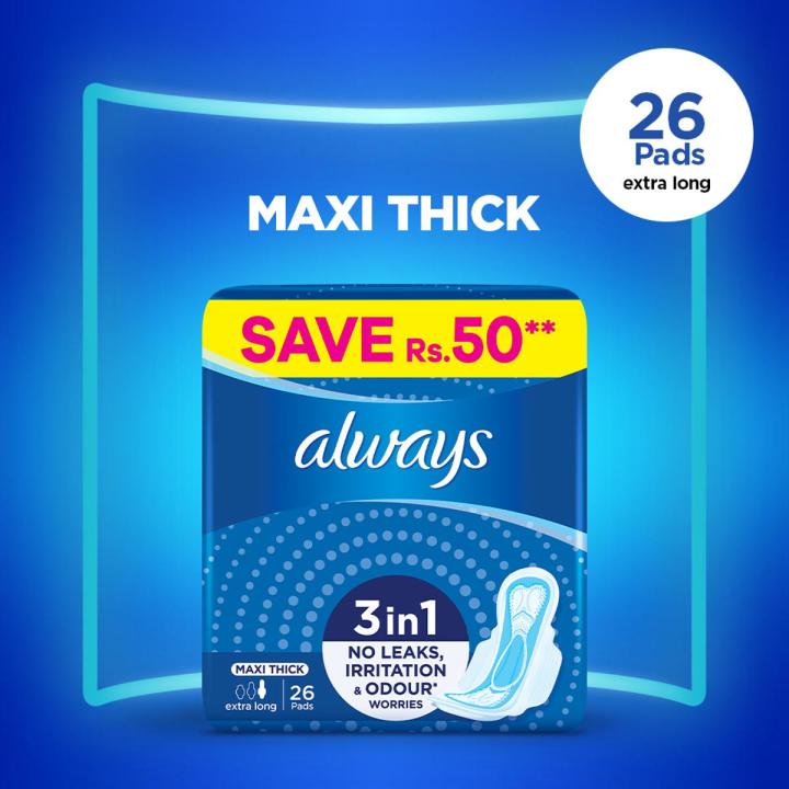 Always Thicks Sanitary Pads Extra Long Trio 26 Count | Daraz.pk