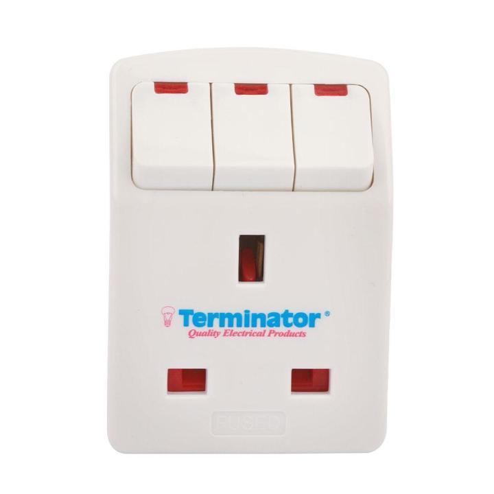 3 Way UK Socket Multi Adaptor With Individual Switches & 2 Pin Allowed ...