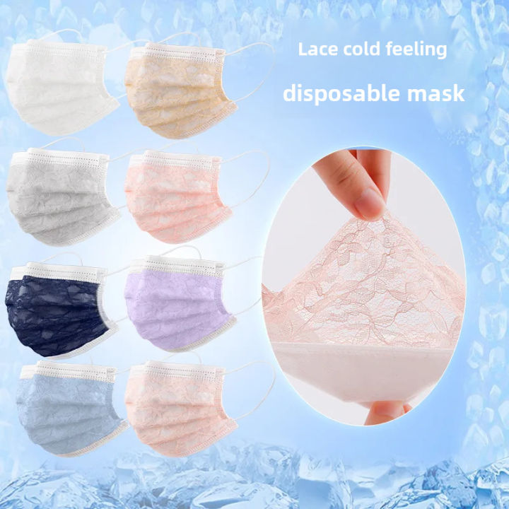 【HOT] New Summer Cooling Face Masks Disposable Spray On Lace Masks For ...