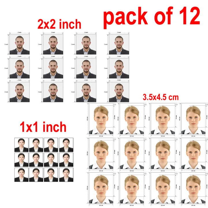 pack of 12 Customized Photo Print Passport size pictures Sizes to ...