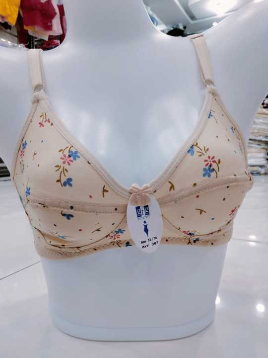New arrival printed non padded soft nylon+cotton mix stuff bra Sizes 32 ...