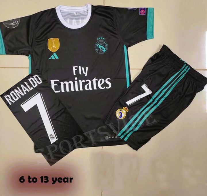 Ronaldo real madrid football soccer Full Kit For Kids black 5 to 13 ...